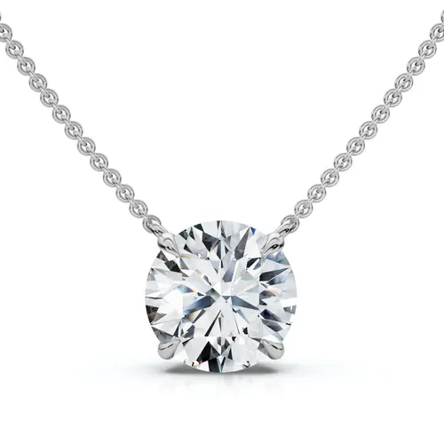 BLISS DIAMOND 1ct Solitaire Lab Grown Diamond 14k Gold Pendant Necklace - White Gold