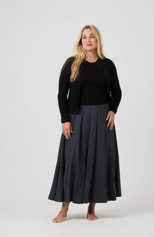 BY TESS Gia Pleated A-line Midi Skirt