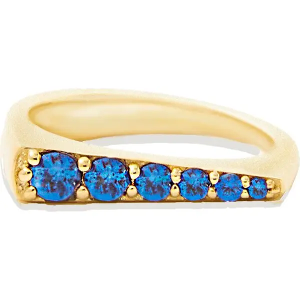 CAMPBELL + CHARLOTTE Edge Tapered Stacking Ring - Blue Sapphire-gold