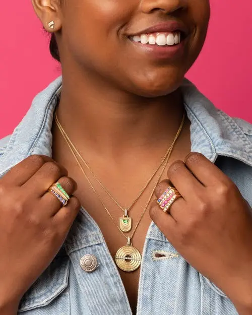 CAMPBELL + CHARLOTTE Edge Tapered Stacking Ring - Blue Sapphire-gold