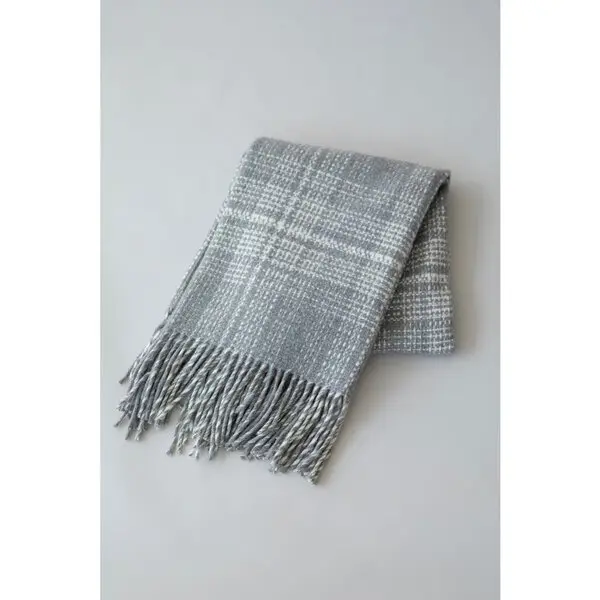 SSKEIN Rustic Plaid Throw - Grey