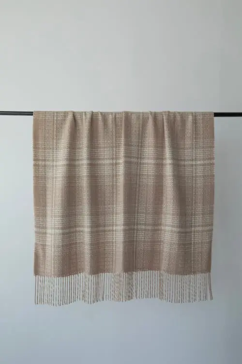SSKEIN Rustic Plaid Throw - Taupe