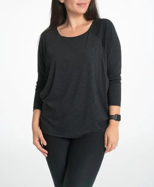 BUN MATERNITY NURSING APPAREL Bliss Long Sleeve Nursing Top - Black