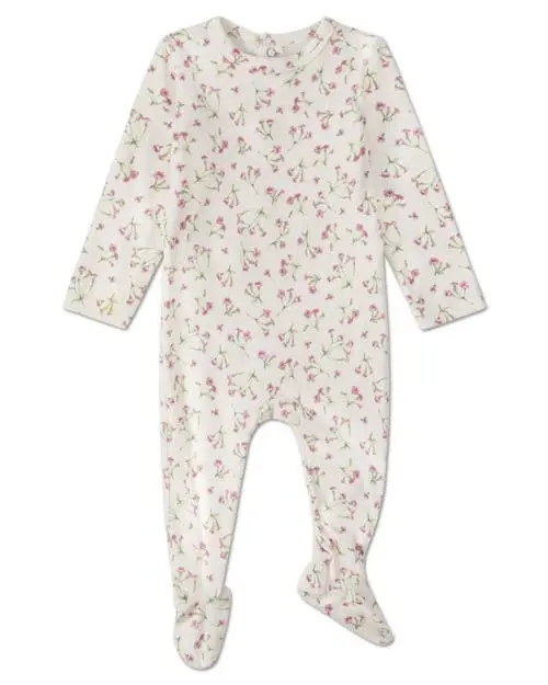 MINIMOI Floral Pointelle Footie - Pink