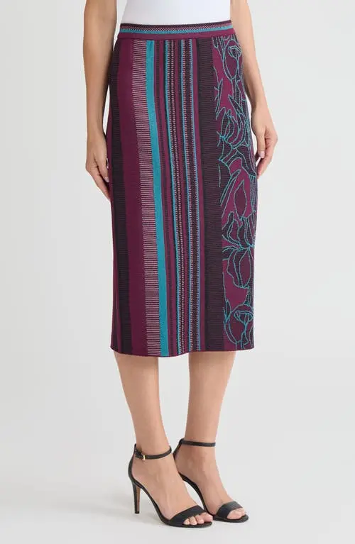 Ming Wang Jacquard Knit Midi Skirt