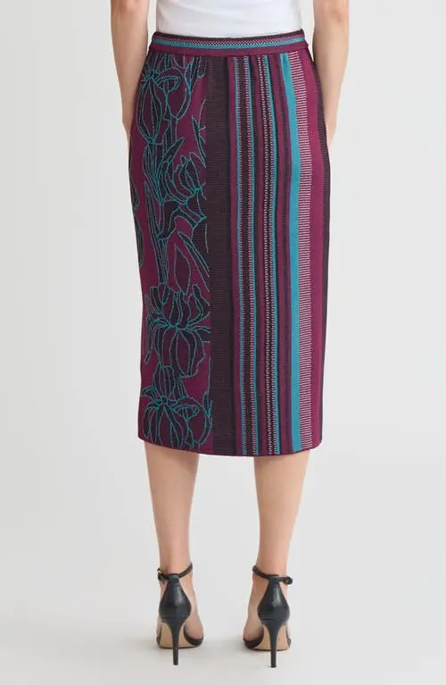 Ming Wang Jacquard Knit Midi Skirt