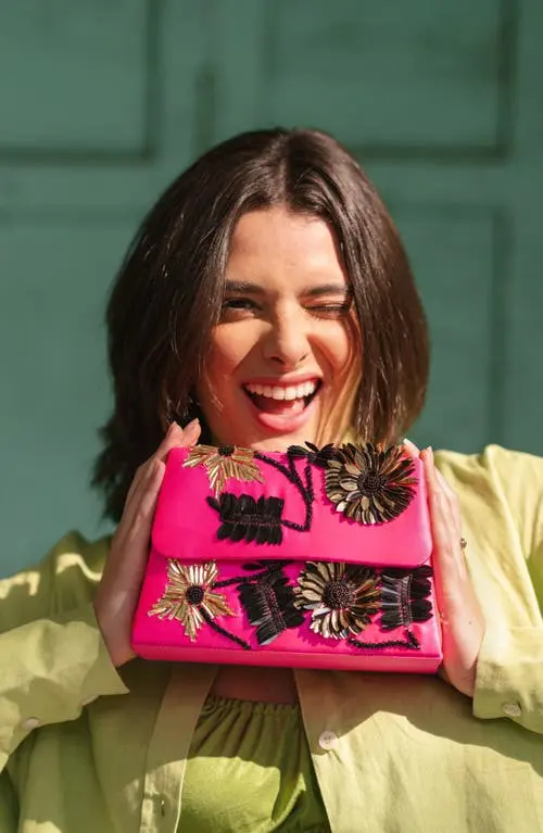 SIMITRI Havana Trapeze Bag - Pink