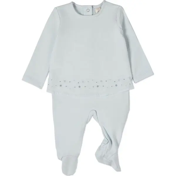 MINIMOI Small Dots Double Layer Footie - Cloud Blue