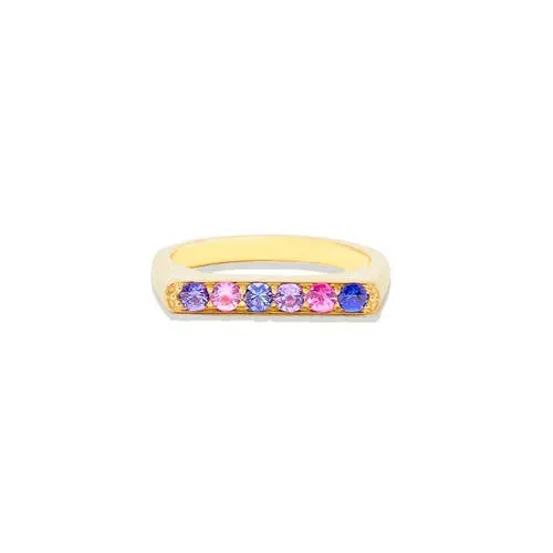 CAMPBELL + CHARLOTTE Edge Straight Stacking Ring - Multi Color Sapphire-gold