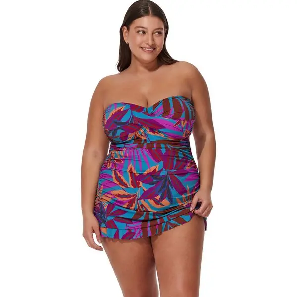 GOTTEX Plantopia Bandeau Swimdress - Multi-teal