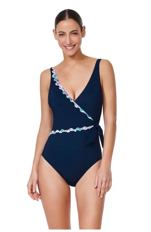 GOTTEX Canva Tricolore V-neck One Piece - Navy