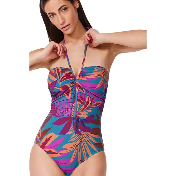 GOTTEX Plantopia Bandeau One Piece - Multi-teal