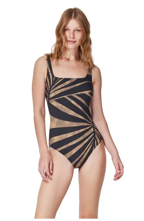 GOTTEX Desert Queen Square Neck One Piece - Black-brown