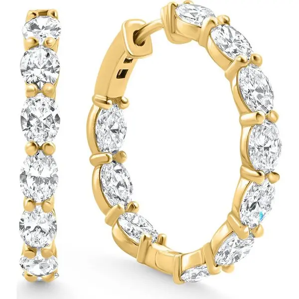 BLISS DIAMOND 3ct Tw Oval Lab Grown Diamond Hoop Earrings - 14k Yellow Gold