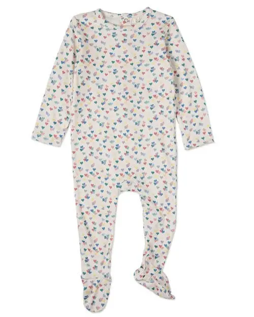 MINIMOI Candied Hearts Pointelle Footie - Multi Color Print