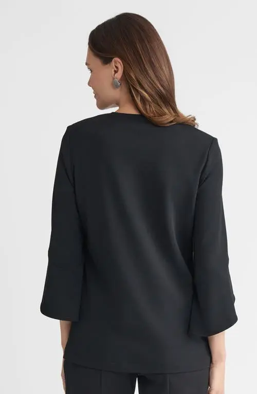 Ming Wang Heritage Embroidered Stretch Deco Crepe Jacket - Black