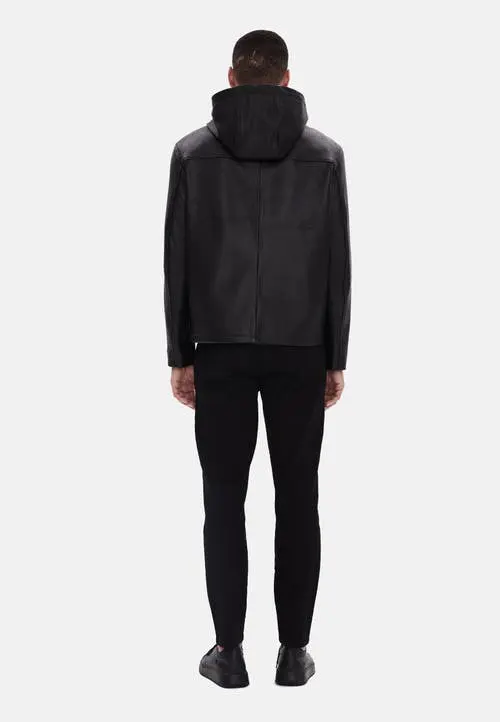 FURNIQ UK Horace Patterned Leather Jacket - Black