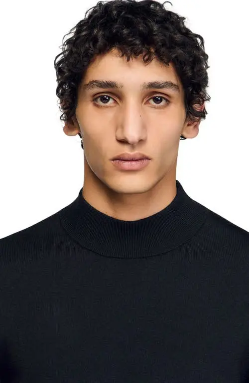 Sandro Wool High Neck Sweater - Black