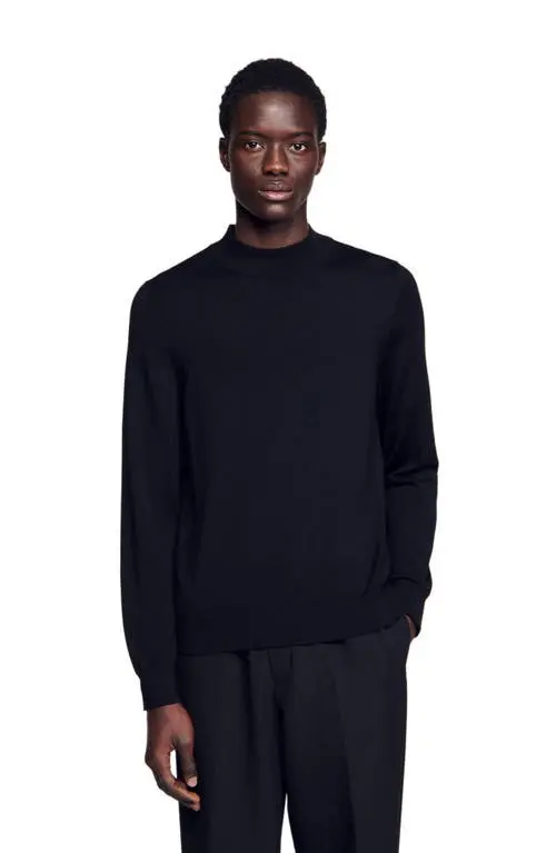 Sandro Wool High Neck Sweater - Black