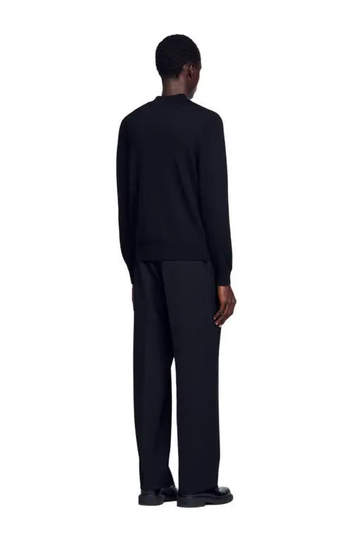 Sandro Wool High Neck Sweater - Black