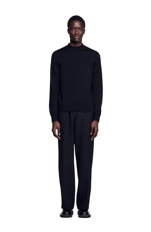 Sandro Wool High Neck Sweater - Black