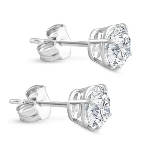 BLISS DIAMOND 2-6 Ct Tw Round Lab Grown Diamond Stud Earrings In 14k Gold - White Gold - 2ct