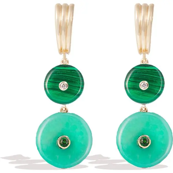 CAMPBELL + CHARLOTTE Evolve Stone Inlay Chandelier Earring - Green- Gold