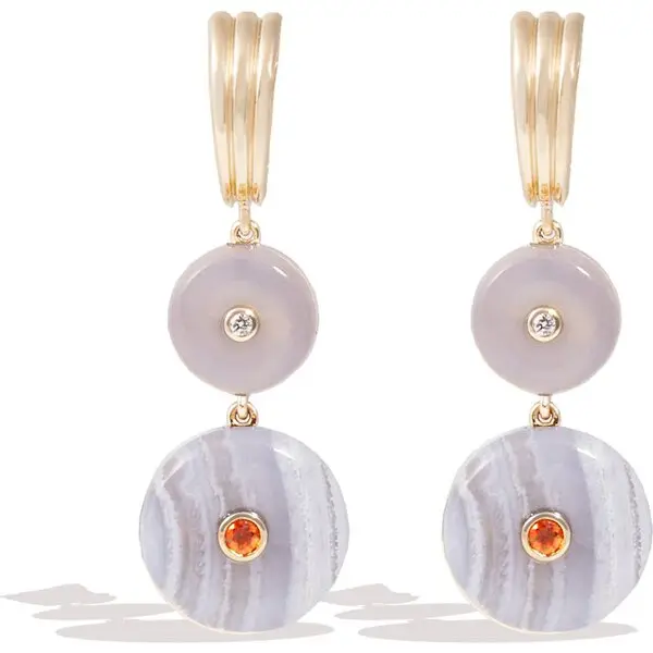 CAMPBELL + CHARLOTTE Evolve Stone Inlay Chandelier Earring - Purple- Gold