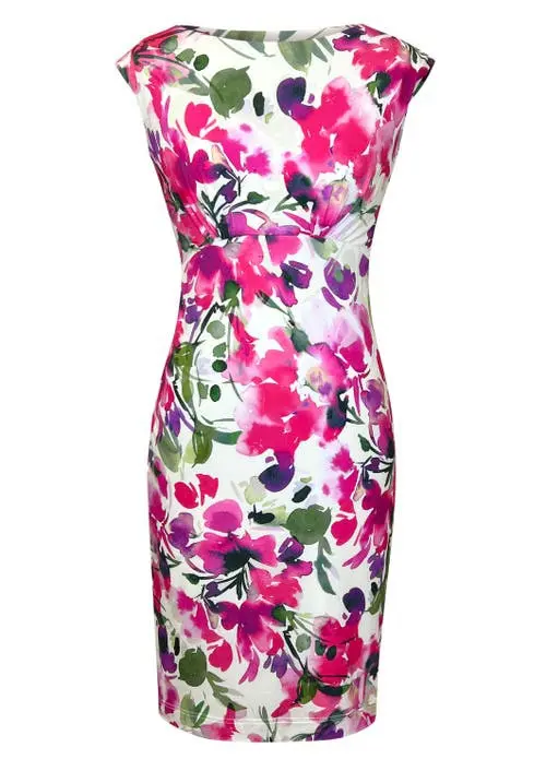 ALIE STREET LONDON Pippa Shift Petite Dress - Fuchsia Florals
