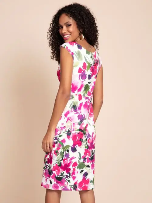 ALIE STREET LONDON Pippa Shift Petite Dress - Fuchsia Florals