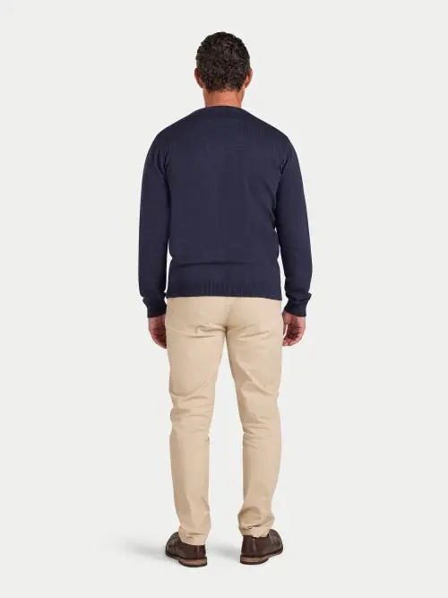 RAGING BULL Crew Neck Cotton Cashmere Sweater - Navy