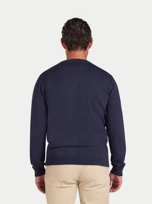 RAGING BULL Crew Neck Cotton Cashmere Sweater - Navy