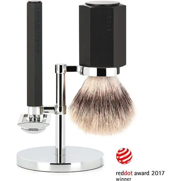MUHLE Hexagon 3-piece Silvertip Fiber Shaving Set - Graphite