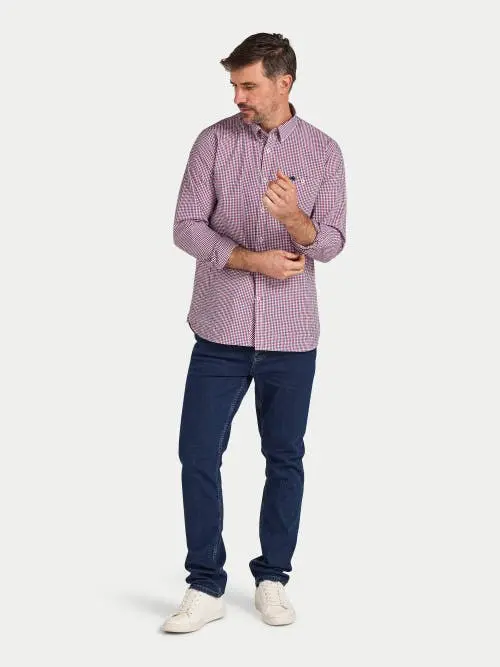 RAGING BULL Long Sleeve Graph Check Poplin Shirt