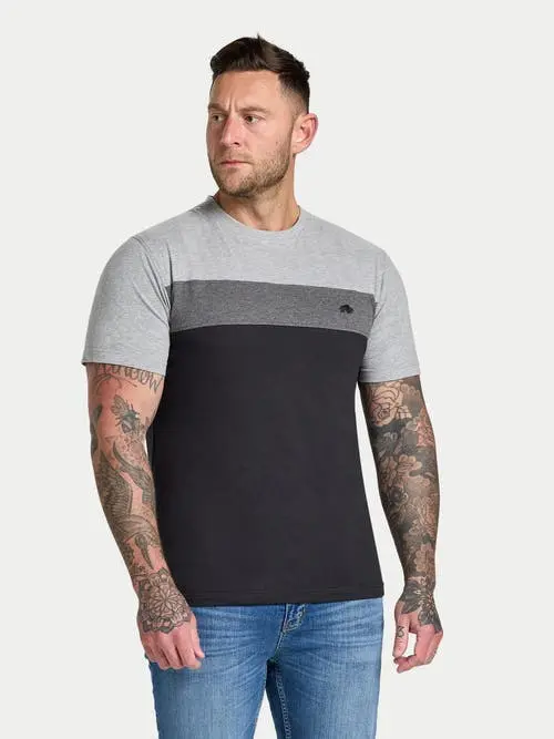 RAGING BULL Short Sleeve Crew Neck Panel T-shirt - Black