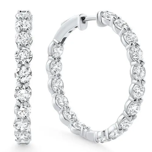 BLISS DIAMOND 7ct Tw Round Lab Grown Diamond 14k Gold Hoop Earrings - 14k White Gold