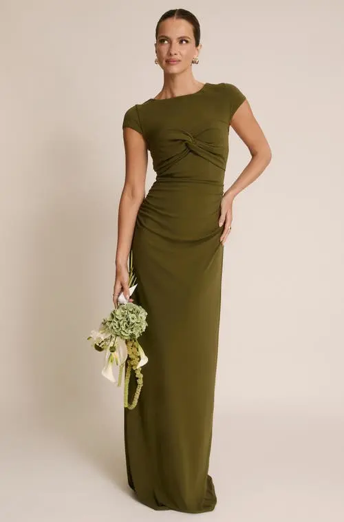 SIX STORIES Twist Bust Short Sleeve Dress - Fern