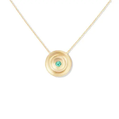 CAMPBELL + CHARLOTTE Evolve Small Disk Diamond Pendant Necklace - Emerald-gold