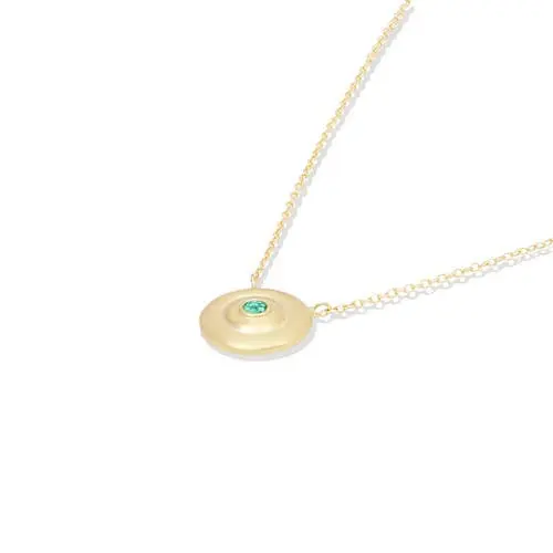 CAMPBELL + CHARLOTTE Evolve Small Disk Diamond Pendant Necklace - Emerald-gold