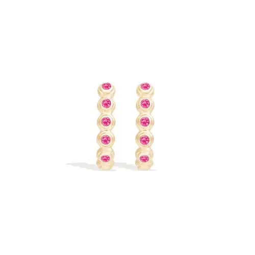 CAMPBELL + CHARLOTTE Evolve Oval Hoop Earrings - Pink Sapphire- Gold
