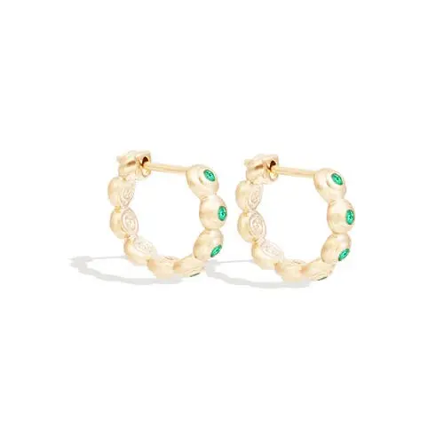 CAMPBELL + CHARLOTTE Evolve Huggie Earrings - Emerald-gold