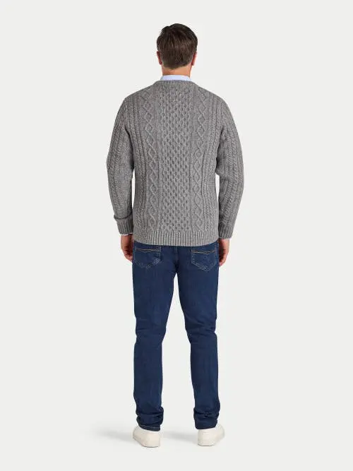 RAGING BULL Chunky Cable Crew Neck Knit Sweater