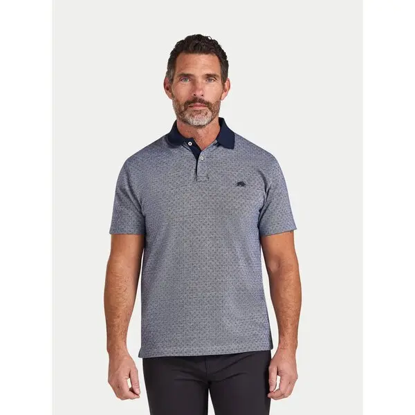RAGING BULL Short Sleeve Dobby Jersey Polo Shirt - Navy