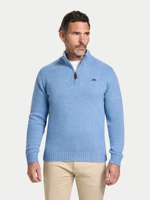 RAGING BULL Chunky Fleck Quarter Zip Knit Sweater