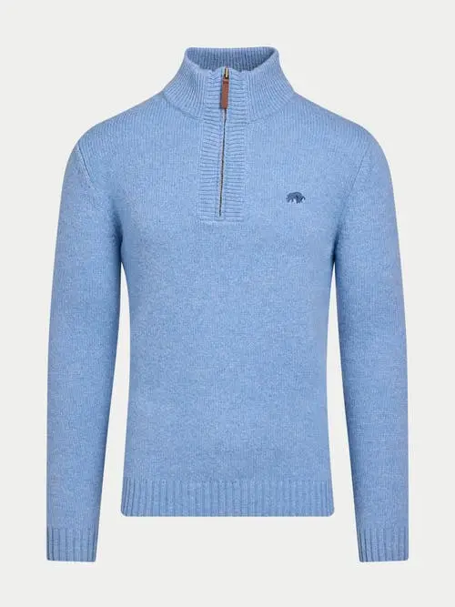 RAGING BULL Chunky Fleck Quarter Zip Knit Sweater