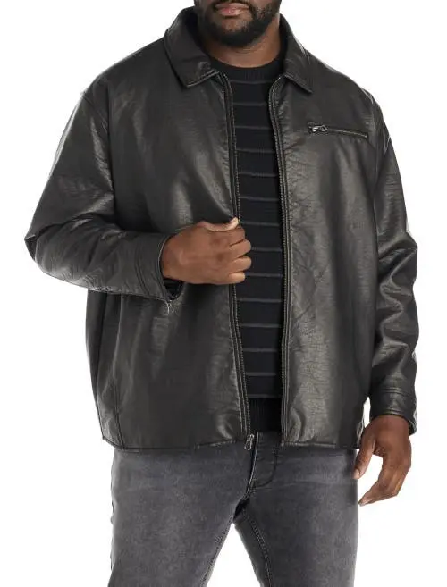 SYNRGY BY DXL Big & Tall Faux-leather Moto Jacket