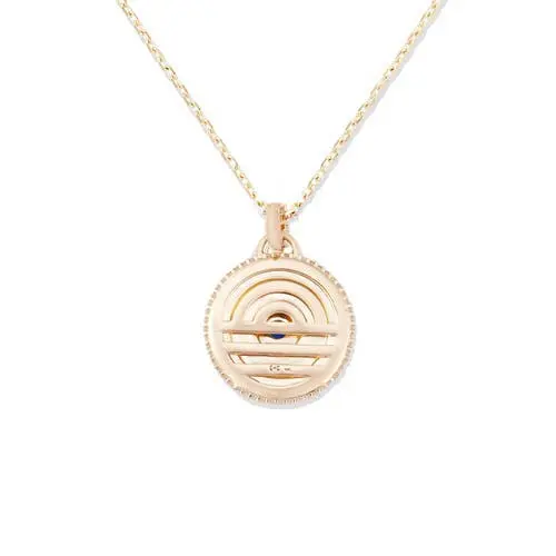 CAMPBELL + CHARLOTTE Evolve Stone Inlay Disk Pendant Necklace - Green- Gold