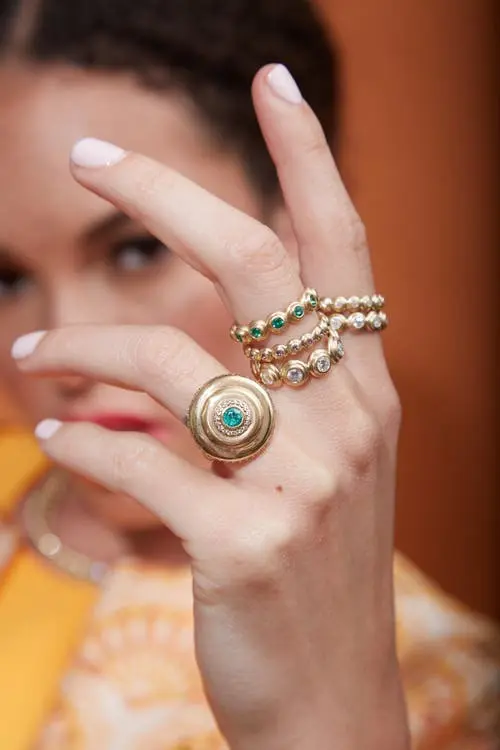 CAMPBELL + CHARLOTTE Evolve Cocktail Ring - Emerald-gold