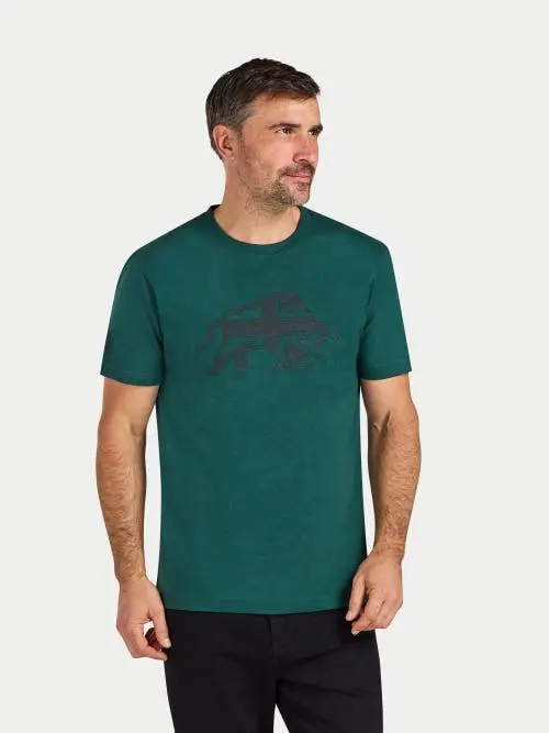 RAGING BULL Embroidered Union Jack Bull T-shirt - Forest