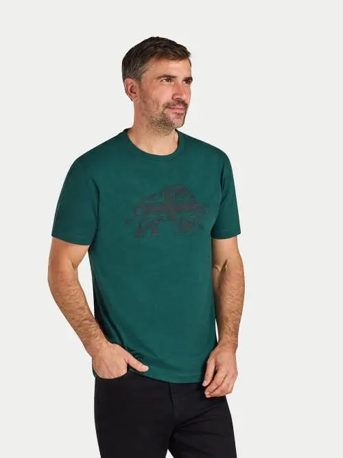 RAGING BULL Embroidered Union Jack Bull T-shirt - Forest